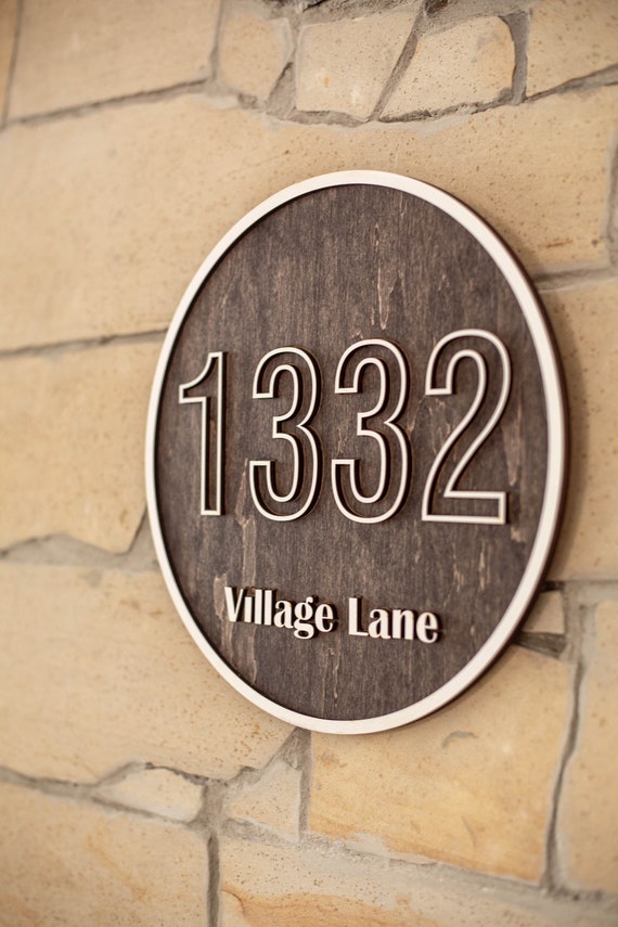 House Address Number Sign Custom Round Wood Door Sign | Etsy