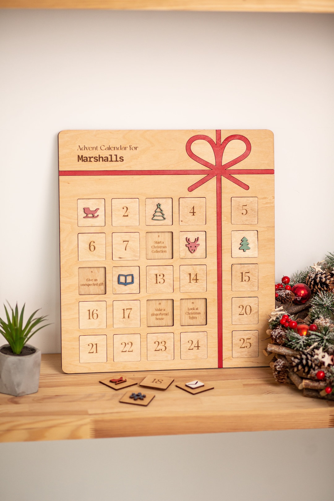 Custom Christmas Advent Calendar, 25 Days of Christmas, Wooden Advent ...