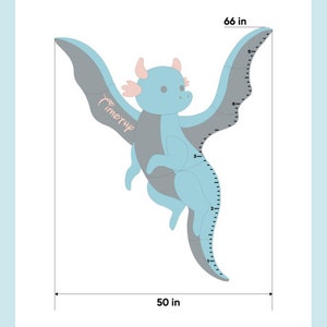 Cute Baby Dragon Nursery Decor, Wooden Growth Chart, First Birthday ...