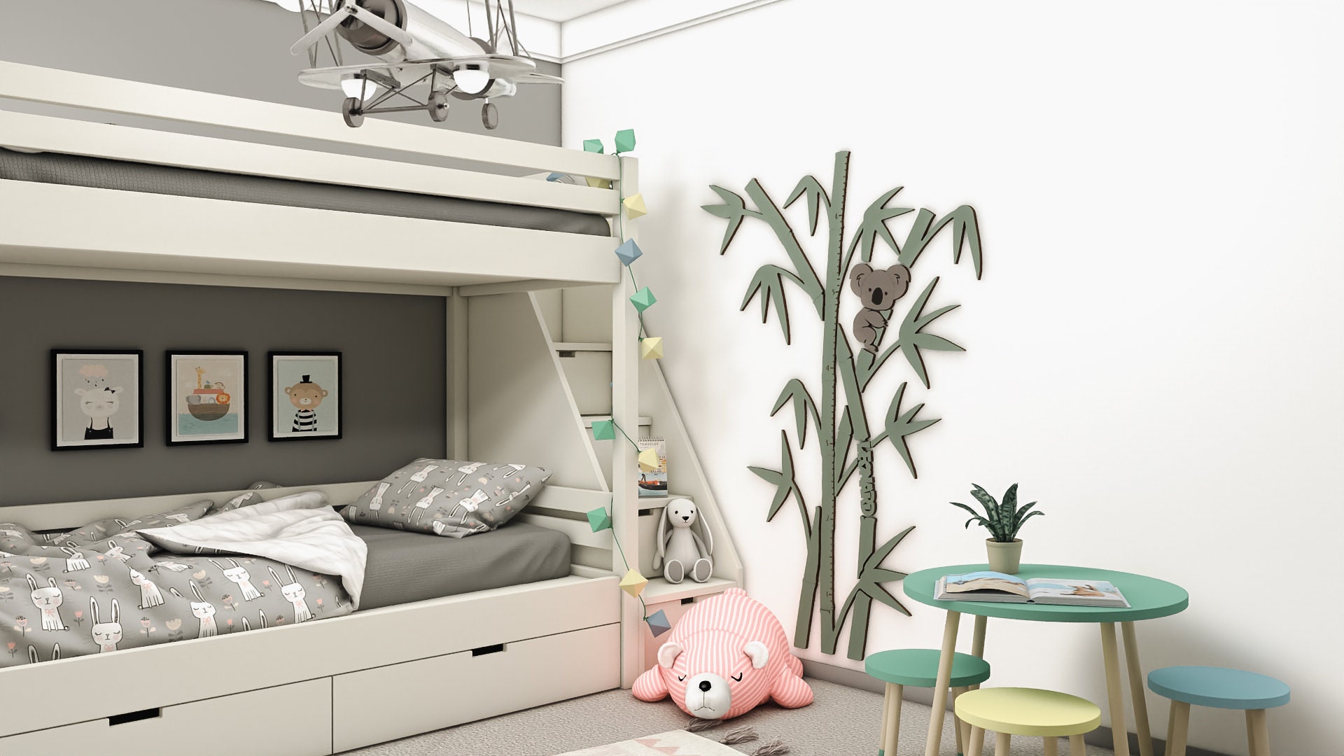 Jungle Theme Cute Koala Room Nursery Decor Bamboo Wall Art - Etsy