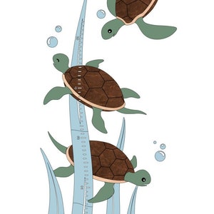 Turtle Growth Chart, Under the Sea Nursery Decor for Twais, Nautical ...