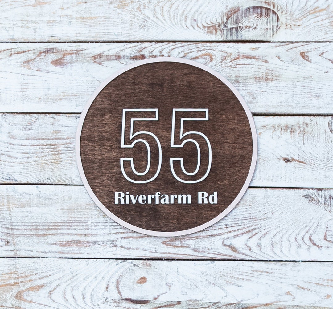 Wooden House Number Plaque Round Door Hanger Door Sign Round House ...