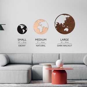 World Map 3 Piece Wall Decor, Round World Map Wooden, Wanderlust Travel ...