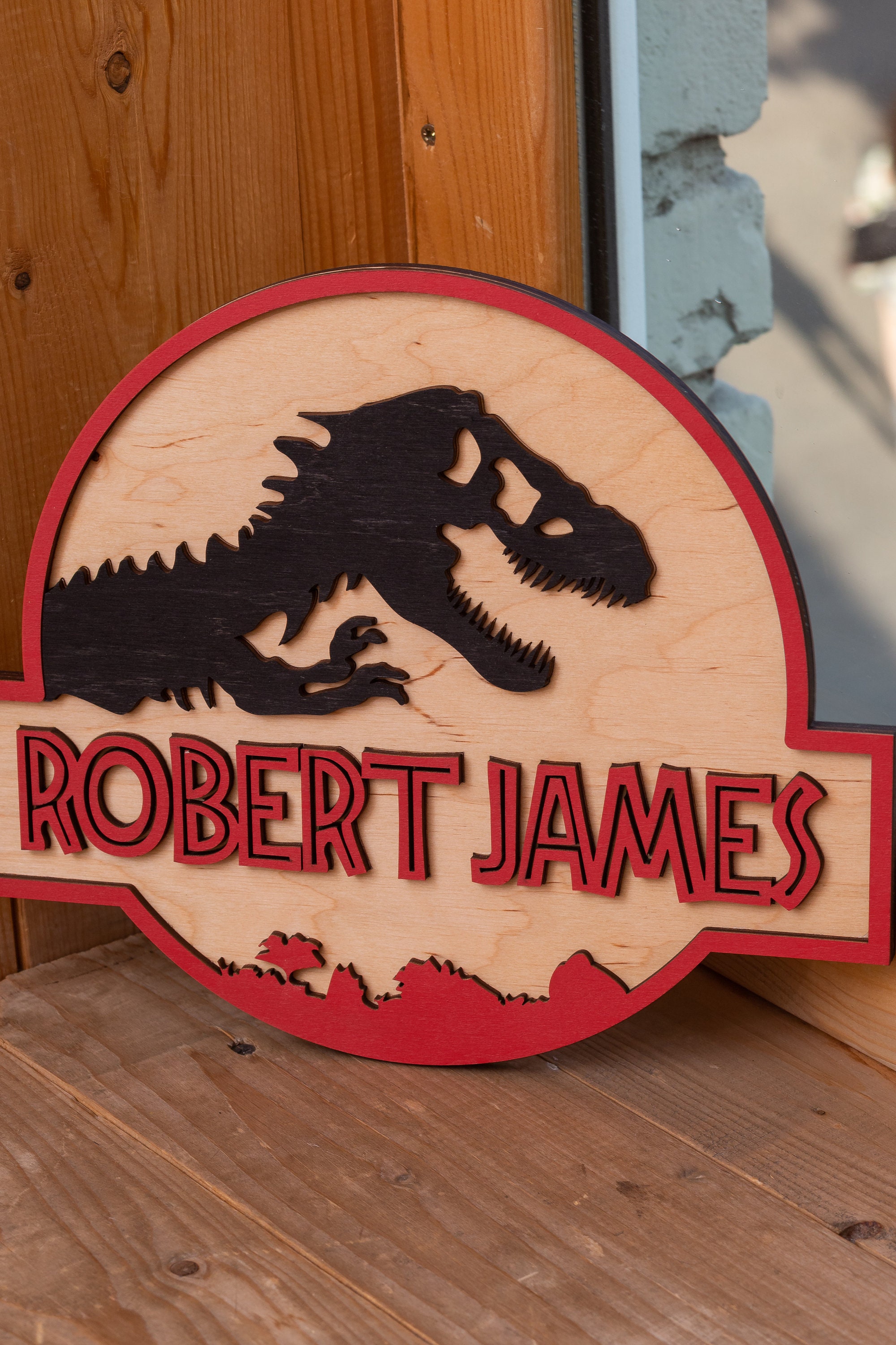 Dinosaur T-rex Name Sign Nursery Name Sign for Boys Jurassic | Etsy