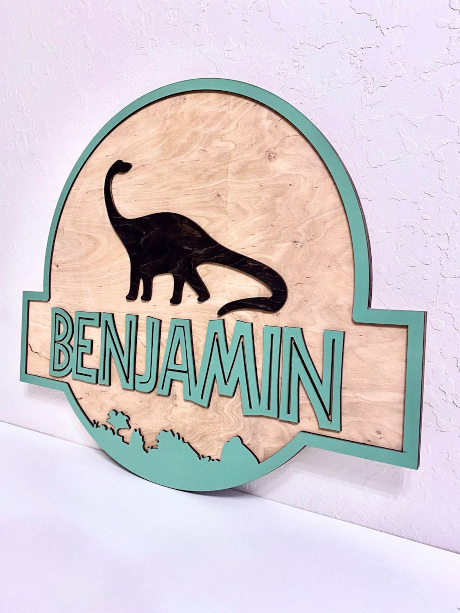 Dinosaur Wall Sign Nursery Name Sign Naming Room Decor Jungle Nursery ...