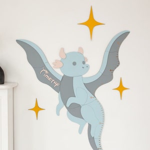 Cute Baby Dragon Nursery Decor, Wooden Growth Chart, First Birthday ...