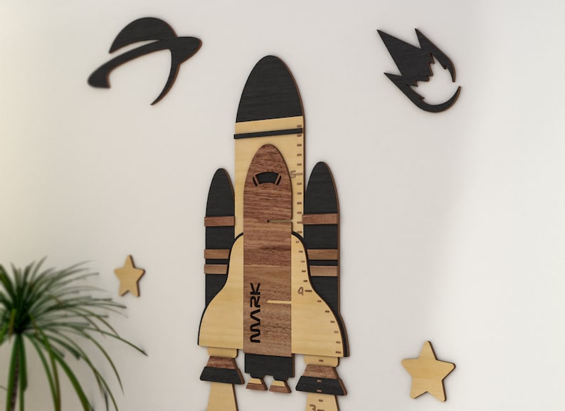 Space Themed Nursery Decor Spaceship Decor Wooden Height - Etsy