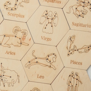 Constellation Tiles, Zodiac Symbols Flashlight, Montessori Toddler ...