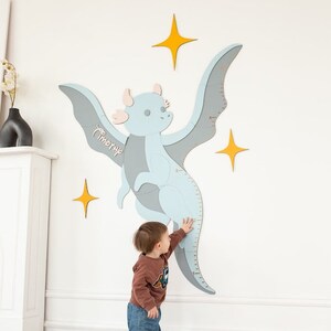 Cute Baby Dragon Nursery Decor, Wooden Growth Chart, First Birthday ...