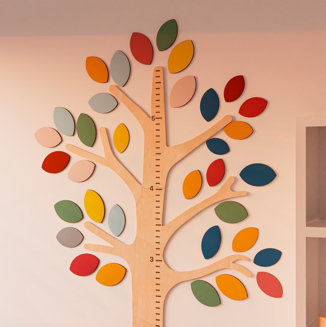 Family Tree Growth Chart, Baby Wall Wooden Growth Chart, Tree Wall ...