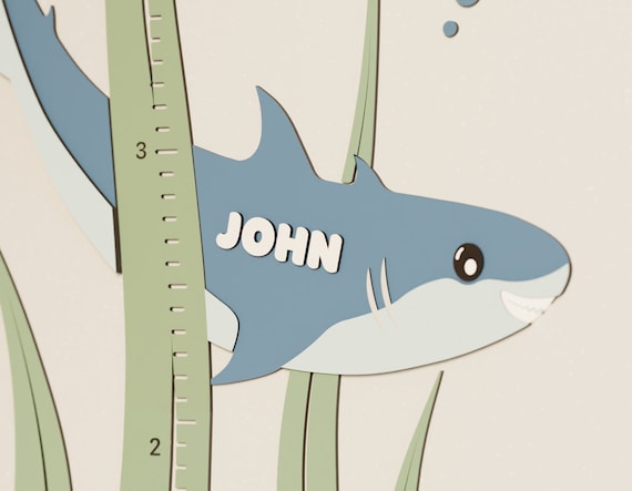 Cute Shark Growth Chart Nautical Nursery Decor Kids Wooden - Etsy