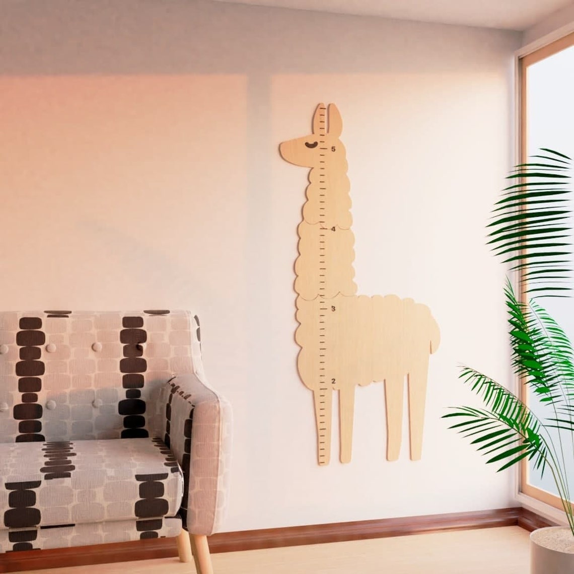 Llama Wooden Height Chart, Custom Growth Chart , Llama Nursery Gaming ...