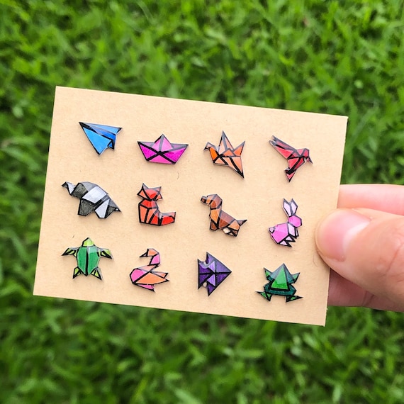Cute Origami/ Geometric Stud Earrings Handmade Unique - Etsy Australia
