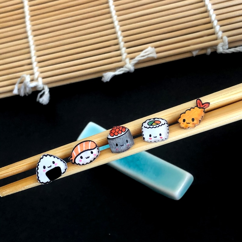 Cute Sushi/ Dim Sum/ Chinese Takeaway/ Noodle/ Asian Food Stud | Etsy ...