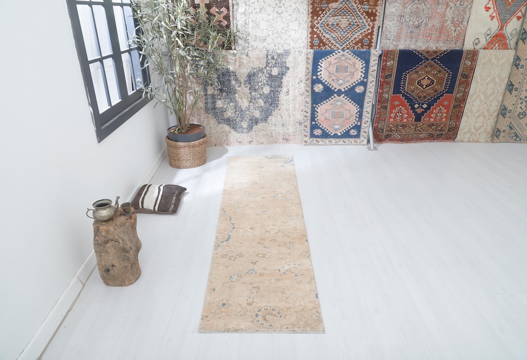 3x8 Turkish Runner, Turkish Wool Runner, Vintage Rug,oushak Runner ...
