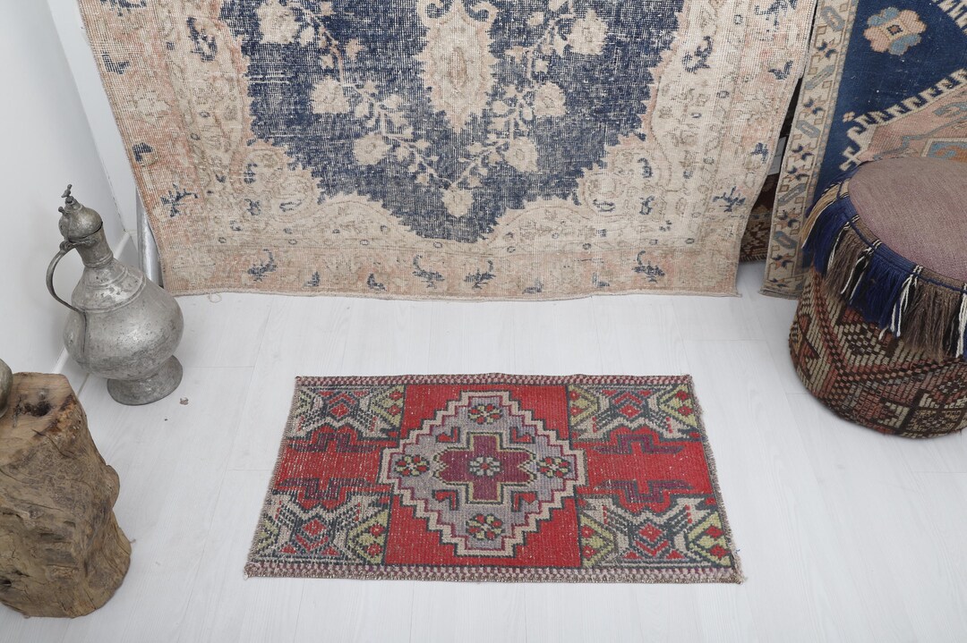 Handmade Wool Mini Rug: Vintage Turkish Oushak Door Mat (2x3) - Etsy