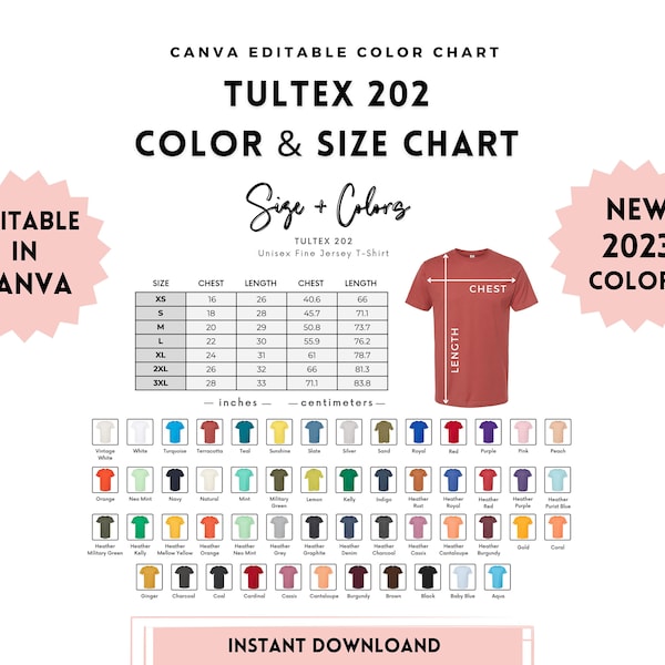 Tultex Size Chart - Etsy