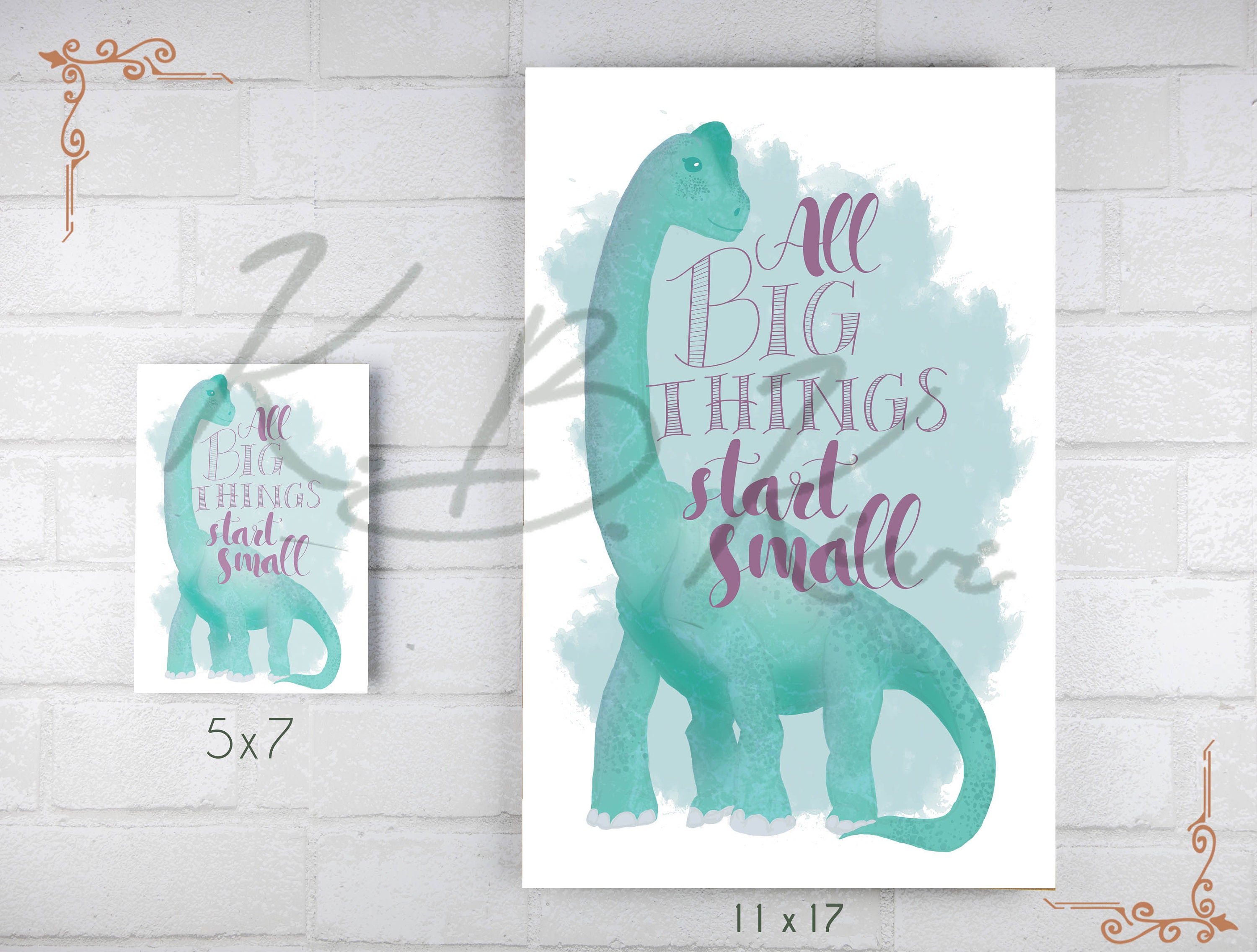 All Big Things Start Small Long Neck Dinosaur Art Print - Etsy