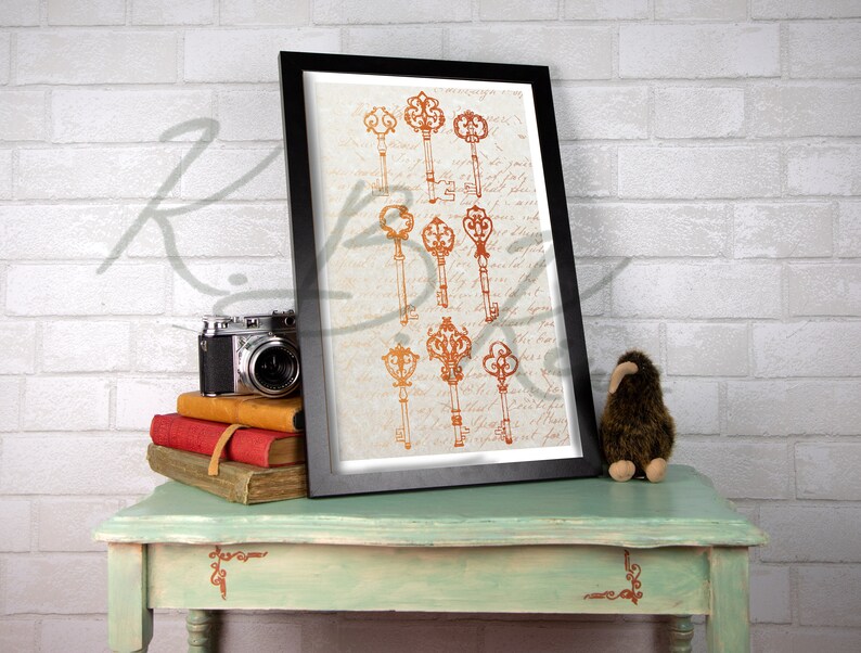 Nine Vintage Keys Art Print - Etsy