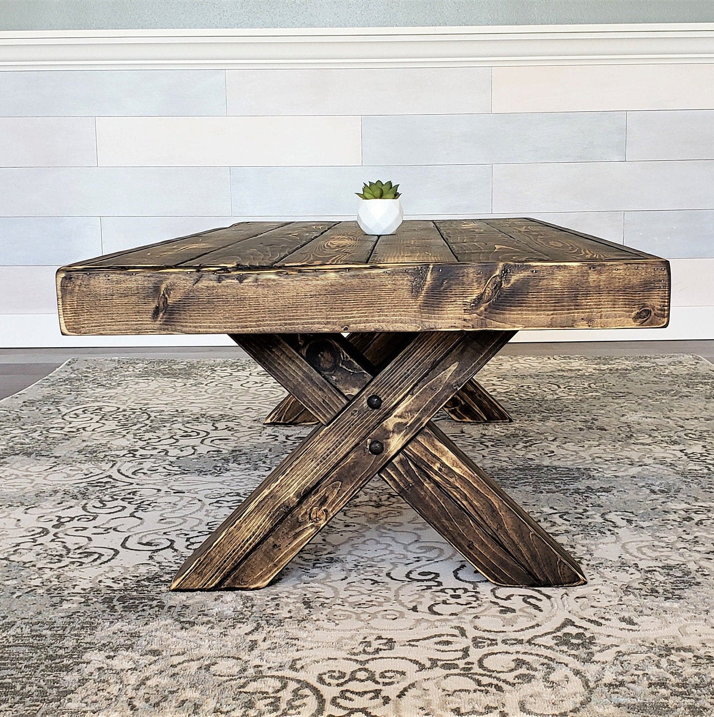 Rustic Coffee Table with X legs Farmhouse Coffee Table | Etsy