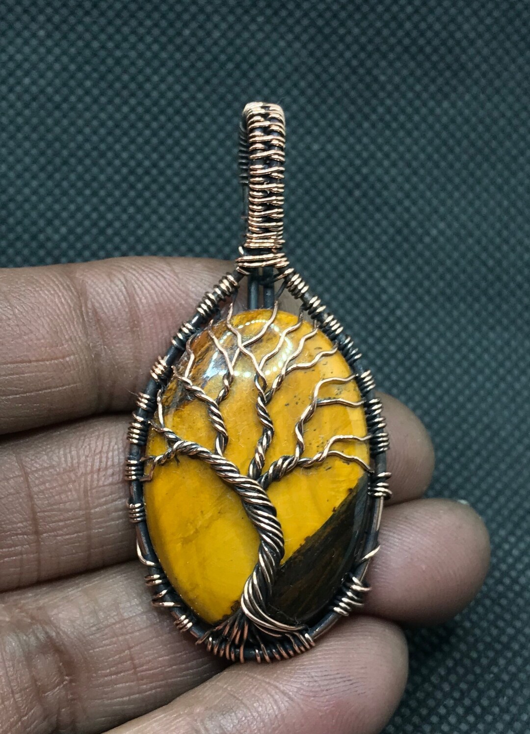 Jasper Tree of Life Copper Pendant, Handmade Jewelry, Healing Crystal ...