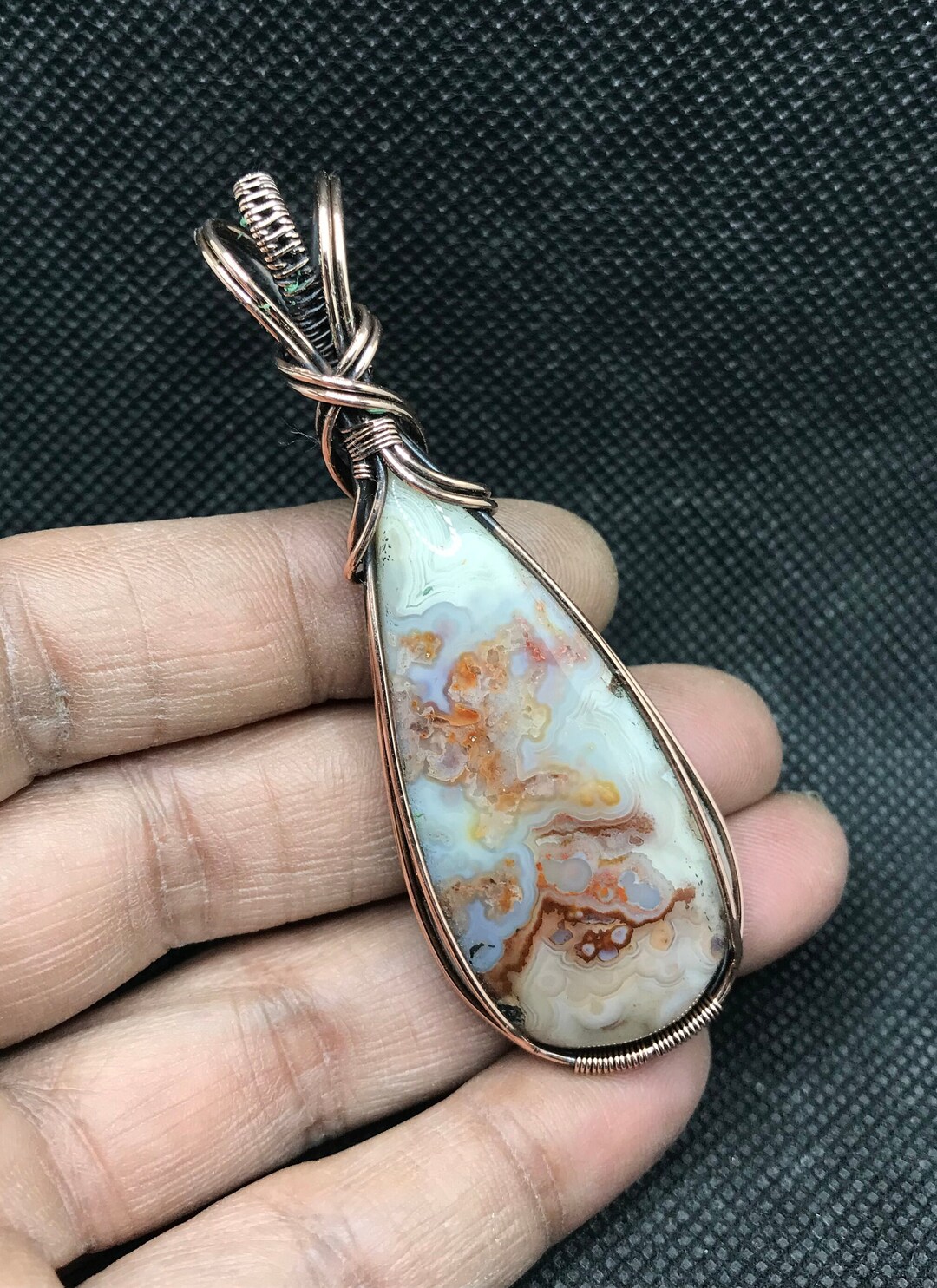 Copper Agate Pendant Copper Wire Wrapped Agate Gemstone Jewelry ...