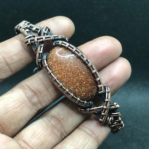 Sunstone Cuff Bracelet Copper Wire Wrapped Sparkling Gemstone Bracelet ...