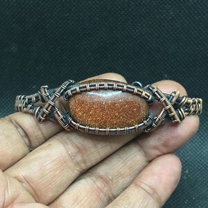 Sunstone Cuff Bracelet Copper Wire Wrapped Sparkling Gemstone Bracelet ...