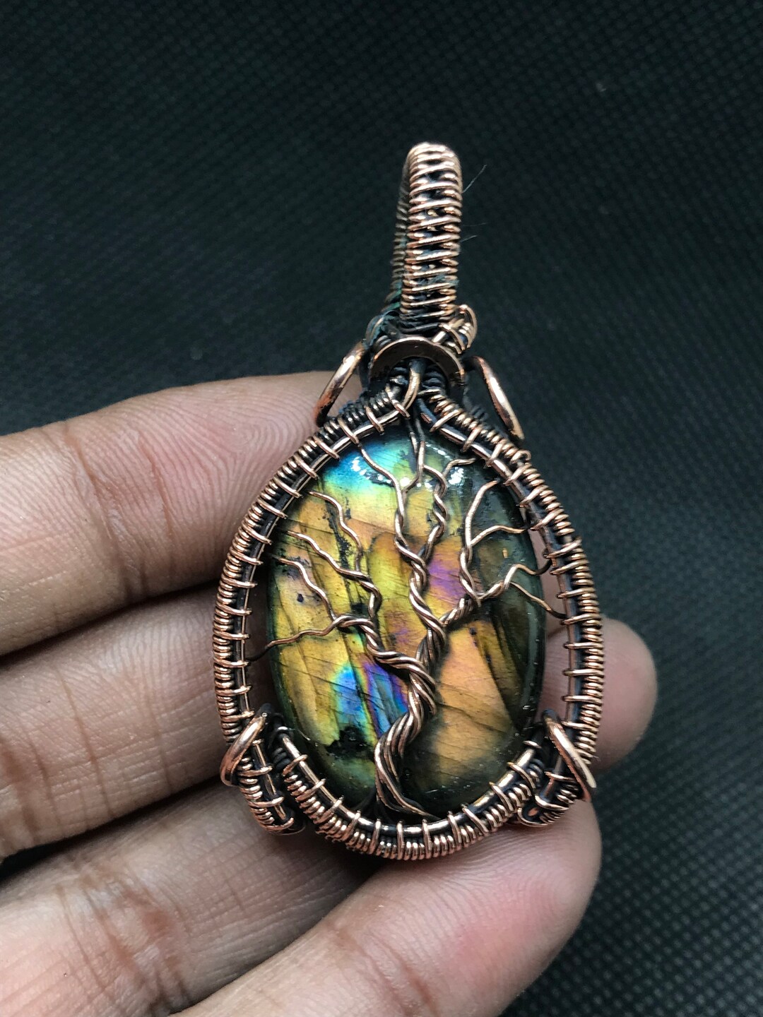 Tree of Life Labradorite Pendant Copper Wire Wrap Labradorite Pendant ...