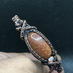 Sunstone Cuff Bracelet Copper Wire Wrapped Sparkling Gemstone Bracelet ...