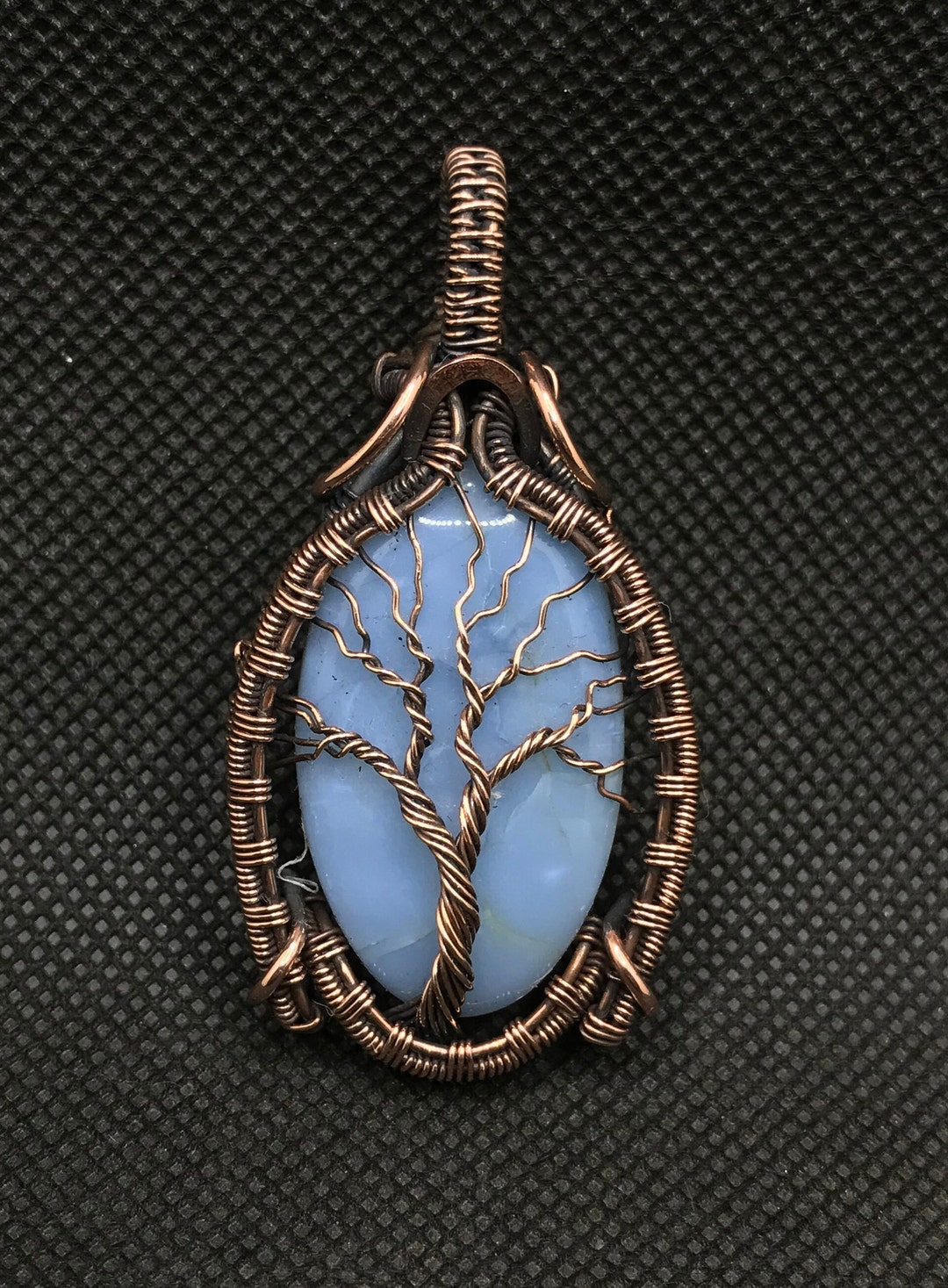 Blue Opal Tree of Life Pendant, Copper Wire Wrapped Gemstone Pendant ...