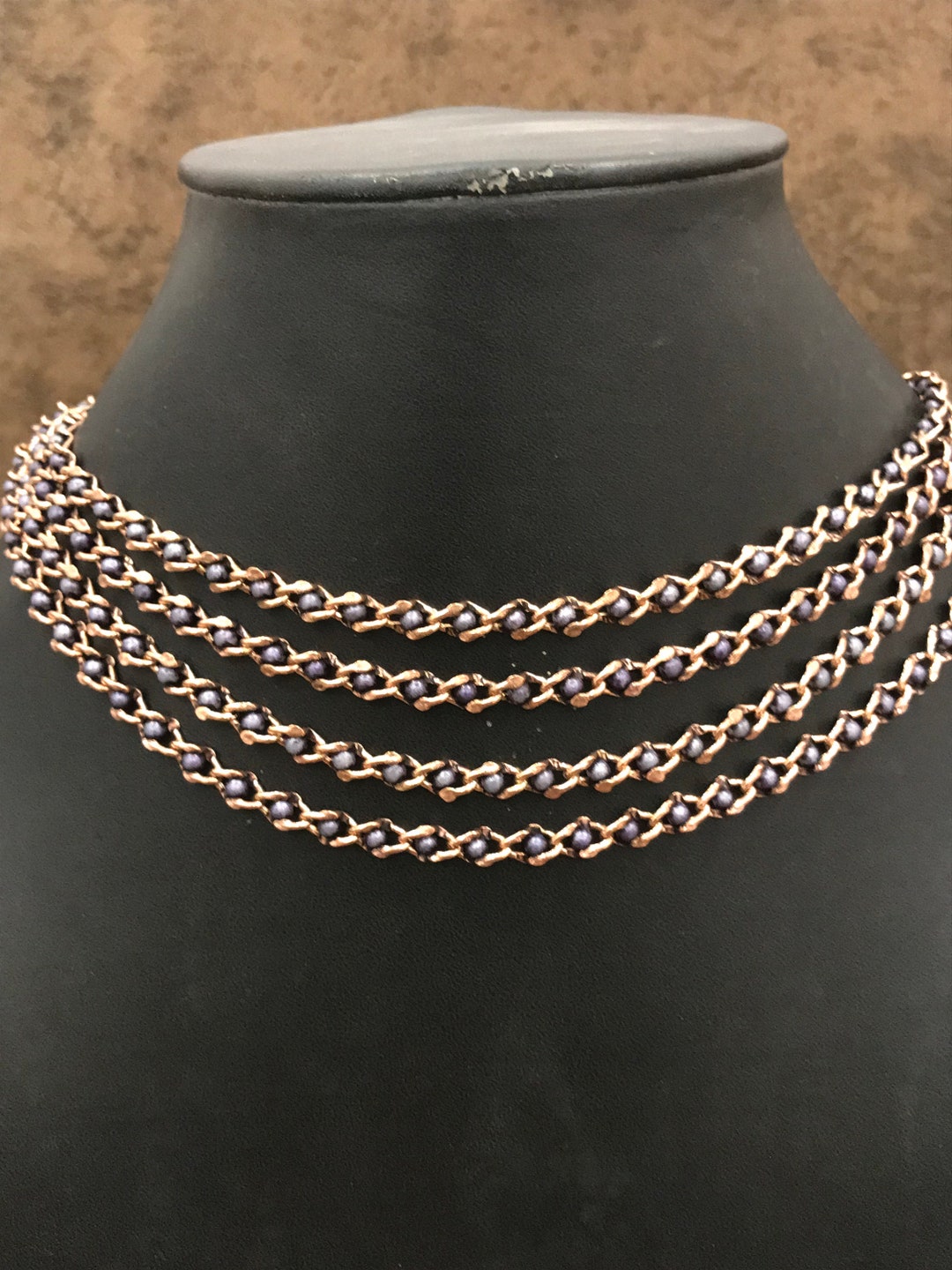 Beaded Copper Chain Necklace: Oxidized & Polished, 18-28 Inch - Etsy