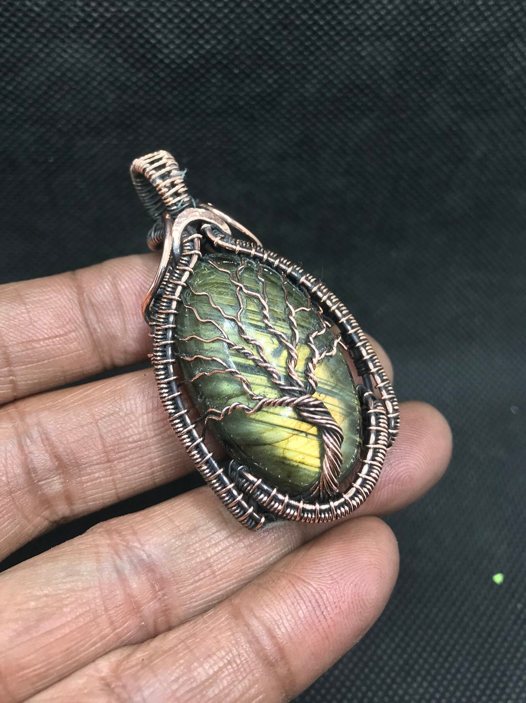 Labradorite Tree of Life Necklace, Copper Wire Wrap Labradorite Pendant ...