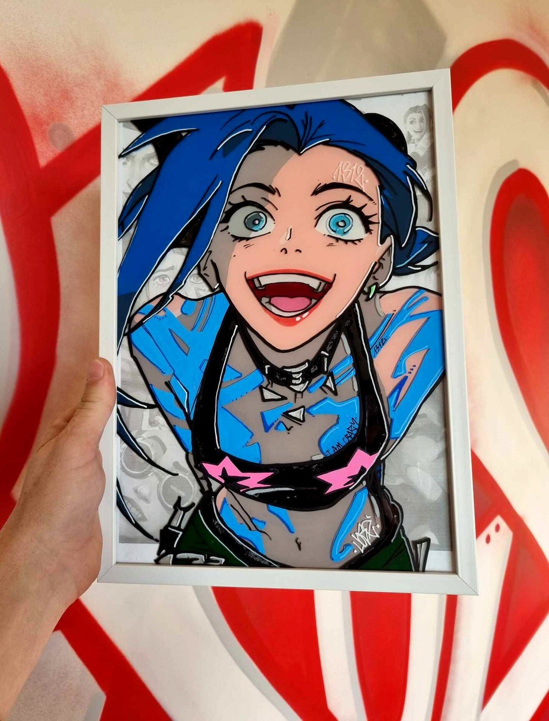 Jinx League of Legends Arcane Video Game Glass Painting Painting on ...