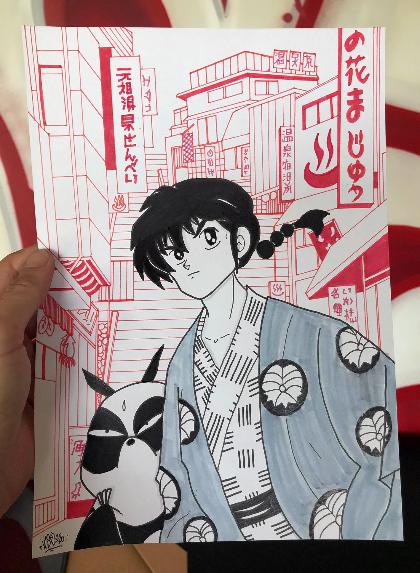 Ranma 1/2, Original Drawing Inking A4 Format Provided the Moose Sketch ...