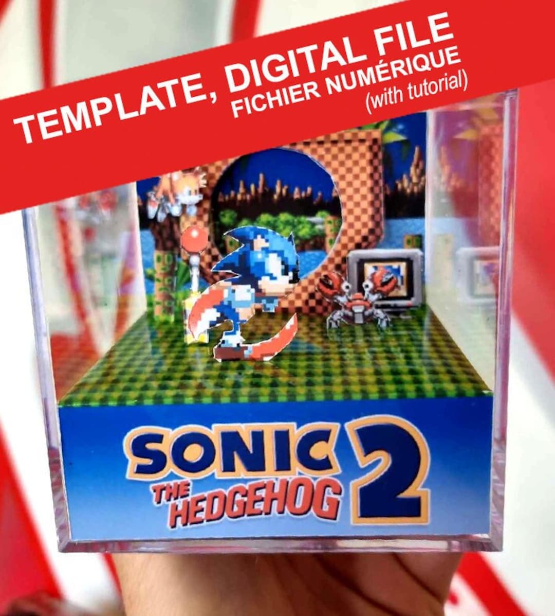 TEMPLATE Sonic the Hedgehog Megadrive Diorama Cube 3D Digital File ...
