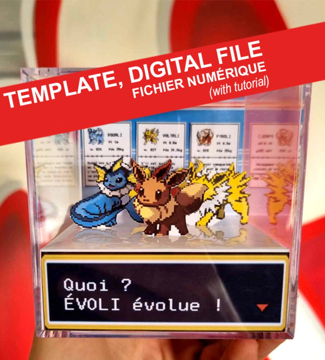 TEMPLATE - Pokemon EVOLIS Diorama Cube 3D - Digital File - Digital File ...