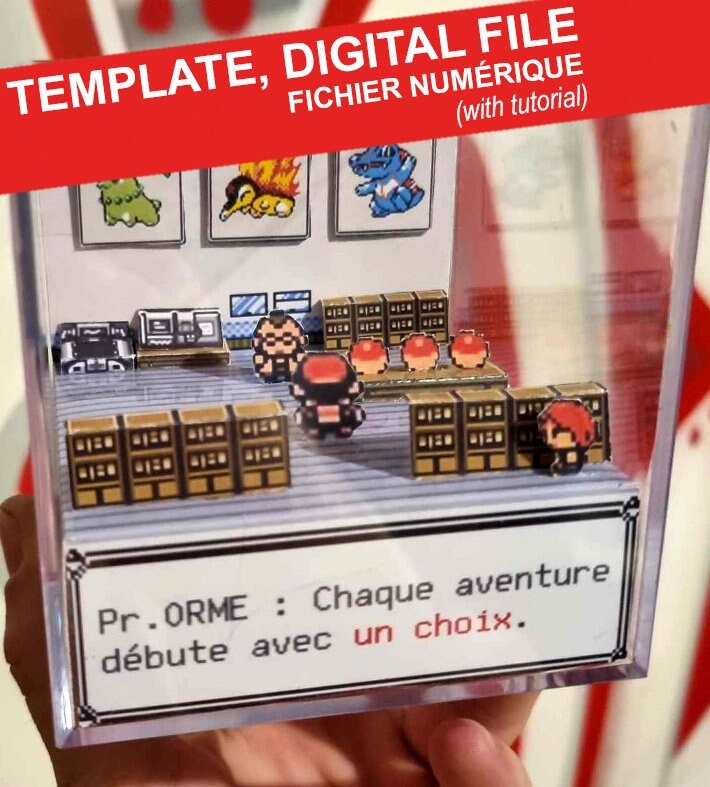 TEMPLATE Pokemon Diorama Cube 3D Version GOLD or Silver Silver or Gold ...