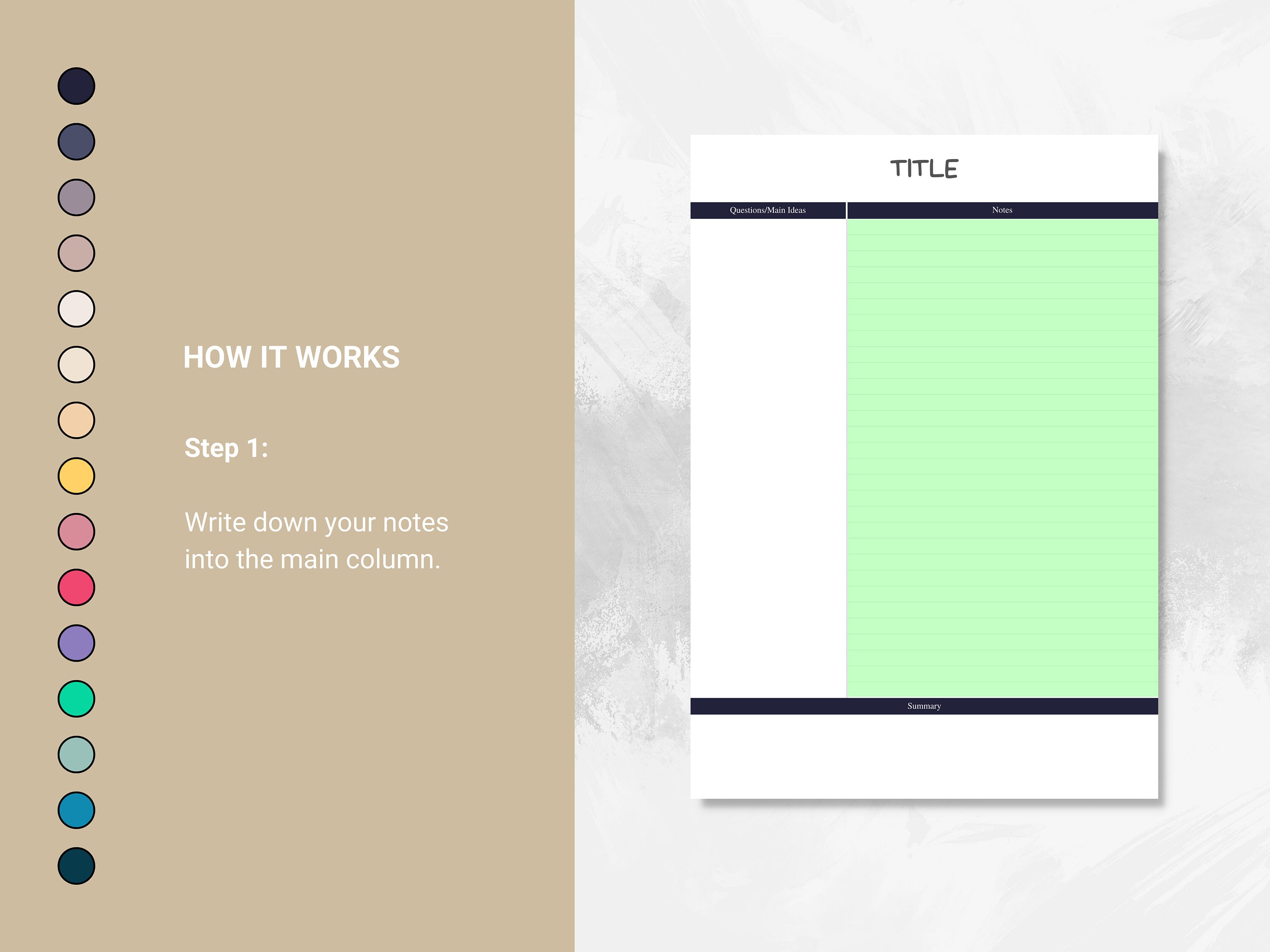 Printable Cornell Notes Study Method Paper Template Digital Cornell ...