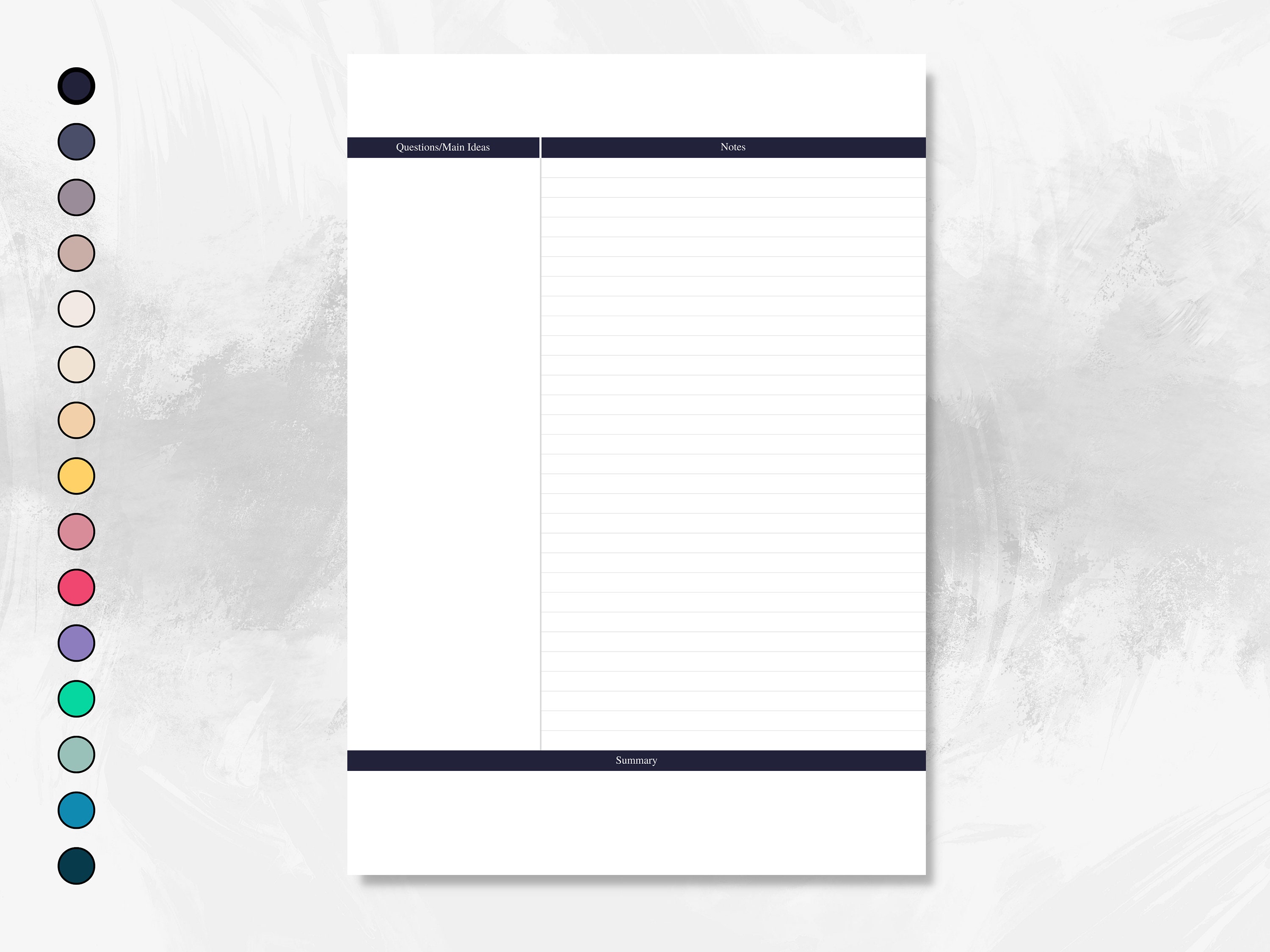 Printable Cornell Notes Study Method Paper Template Digital Cornell ...
