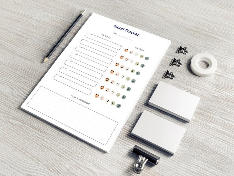 Digital Mood Tracker Printable, A4 and US Letter Size PDF, Daily Mood ...