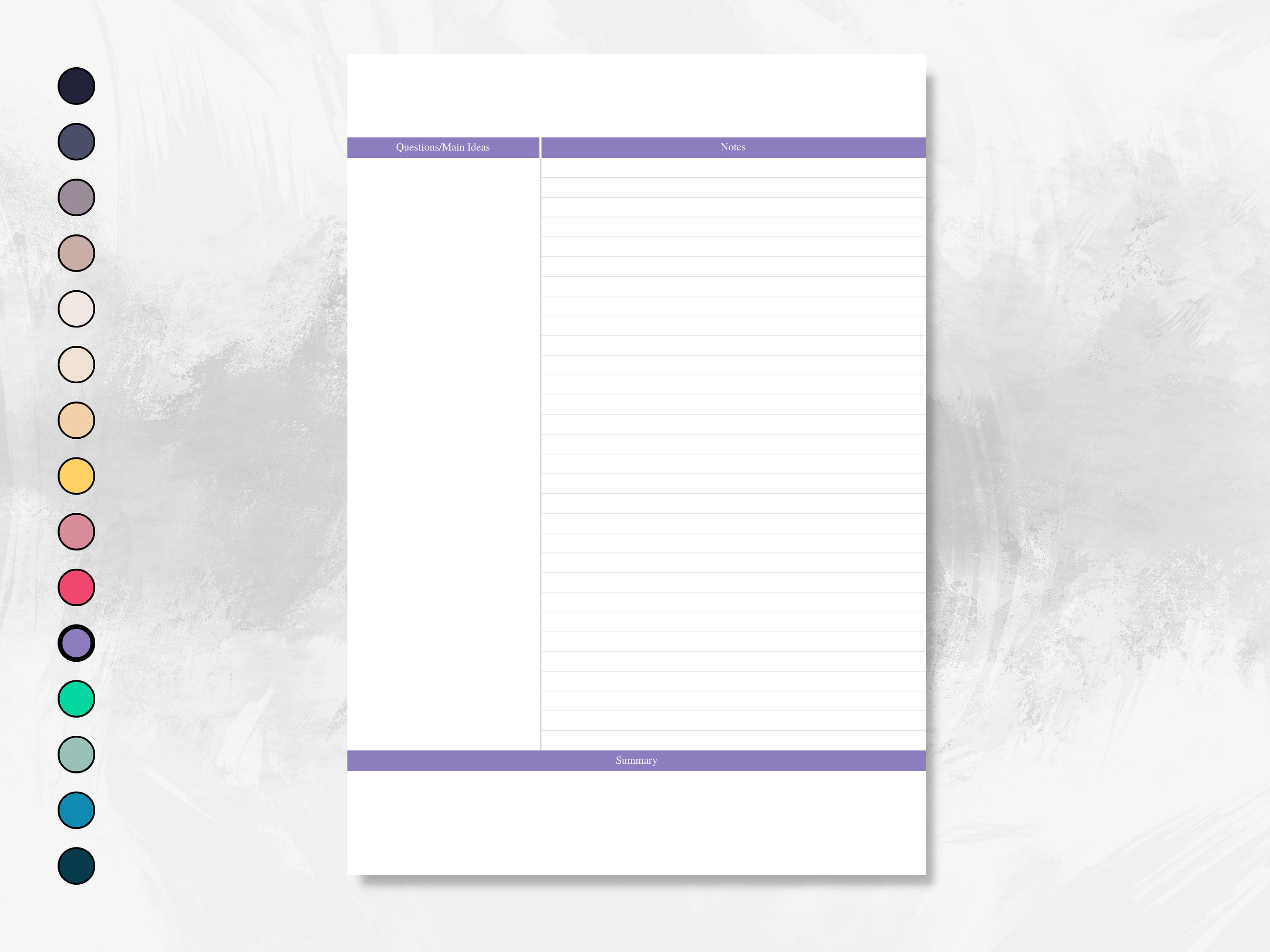 Printable Cornell Notes Study Method Paper Template Digital Cornell ...
