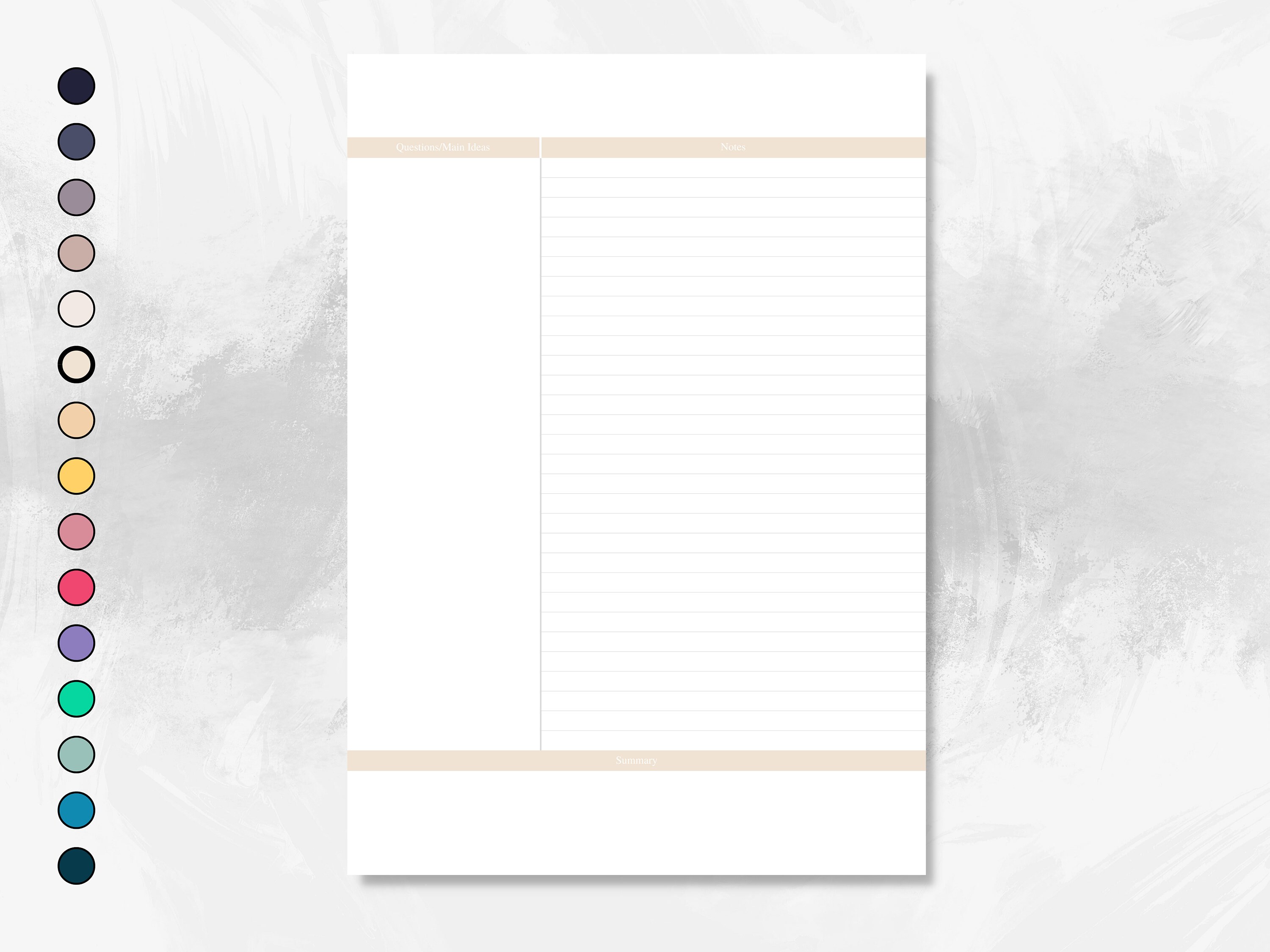 Printable Cornell Notes Study Method Paper Template Digital Cornell ...