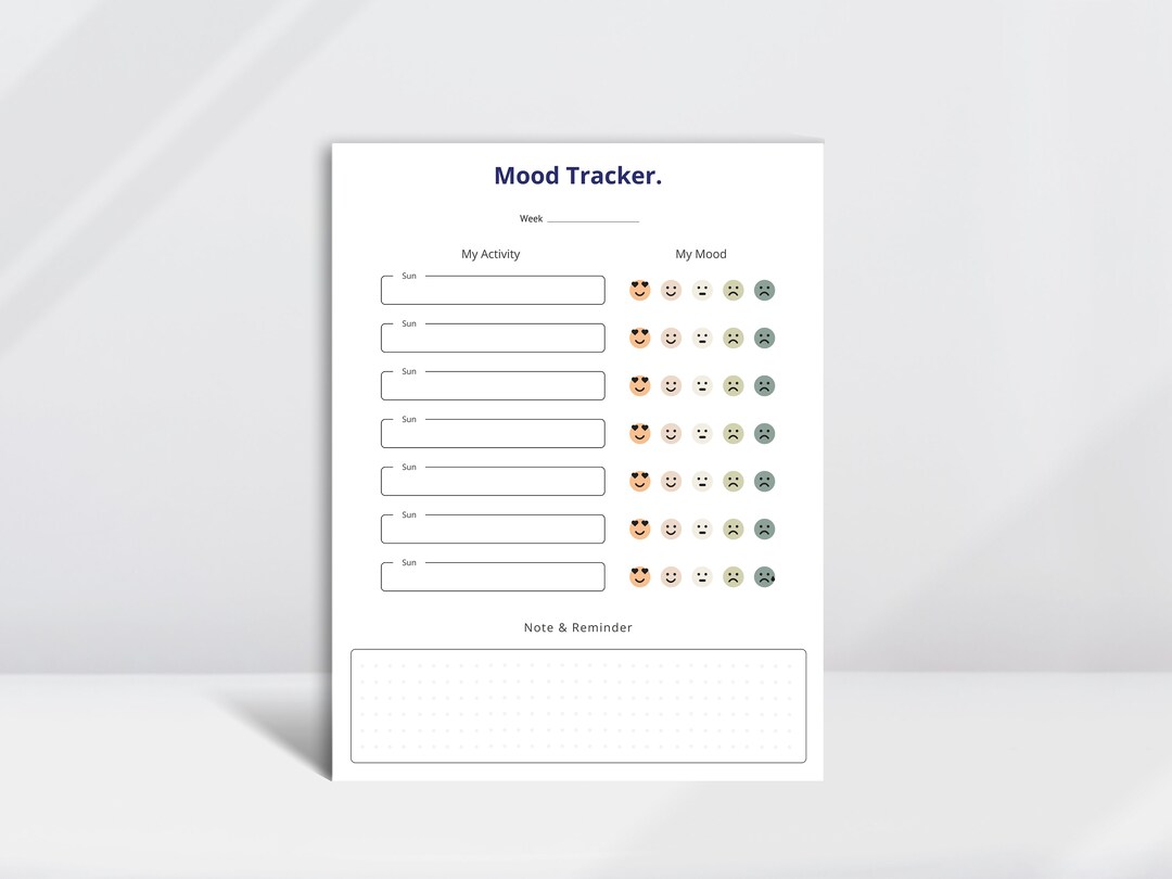 Digital Mood Tracker Printable, A4 and US Letter Size PDF, Daily Mood ...