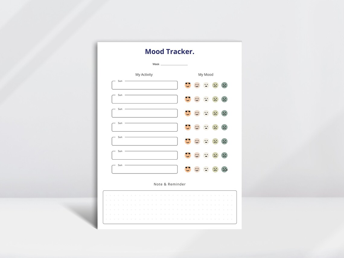 Digital Mood Tracker Printable, A4 and US Letter Size PDF, Daily Mood ...