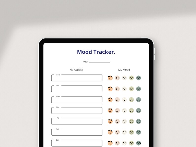 Digital Mood Tracker Printable, A4 and US Letter Size PDF, Daily Mood ...