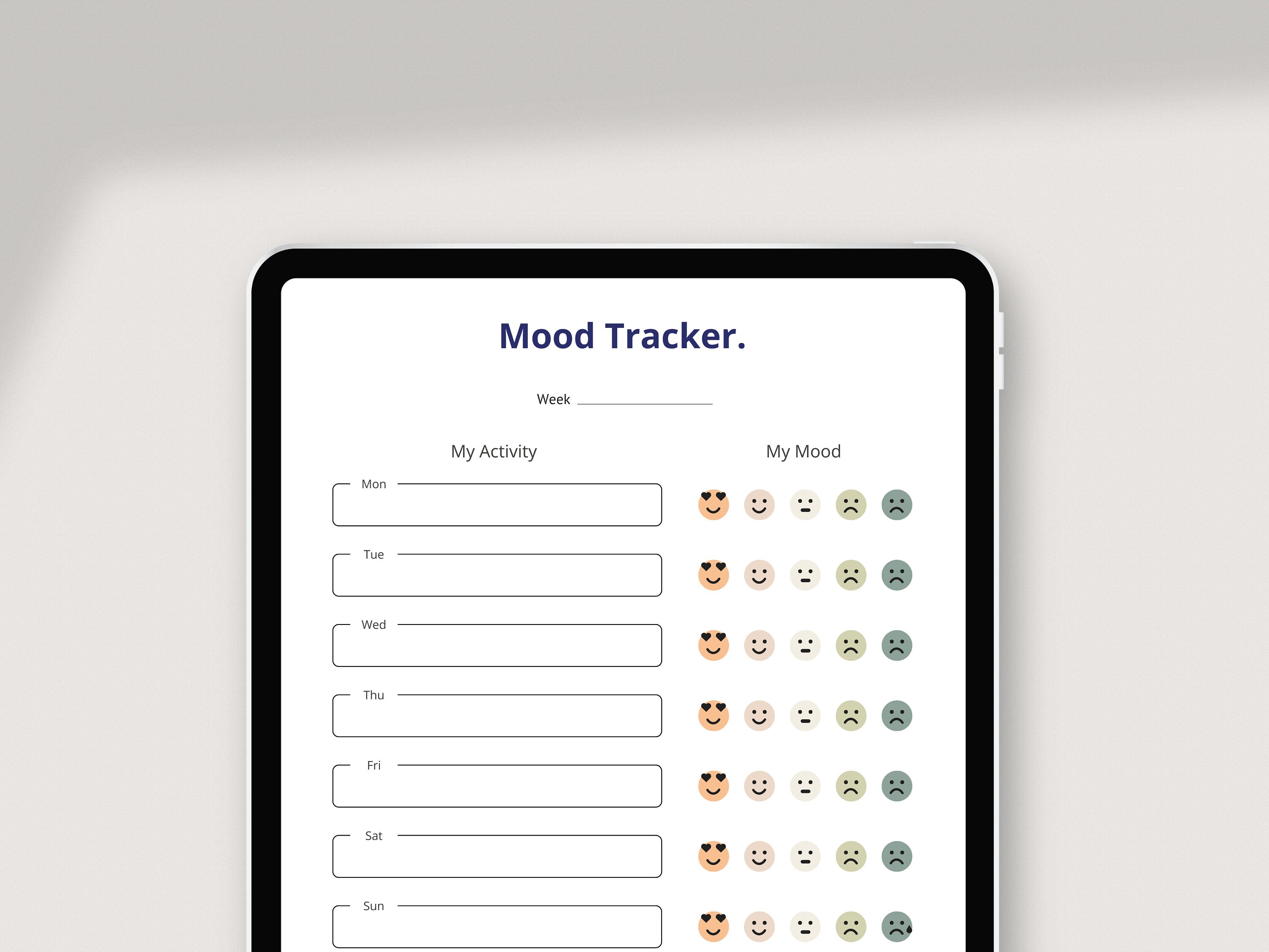Digital Mood Tracker Printable, A4 and US Letter Size PDF, Daily Mood ...