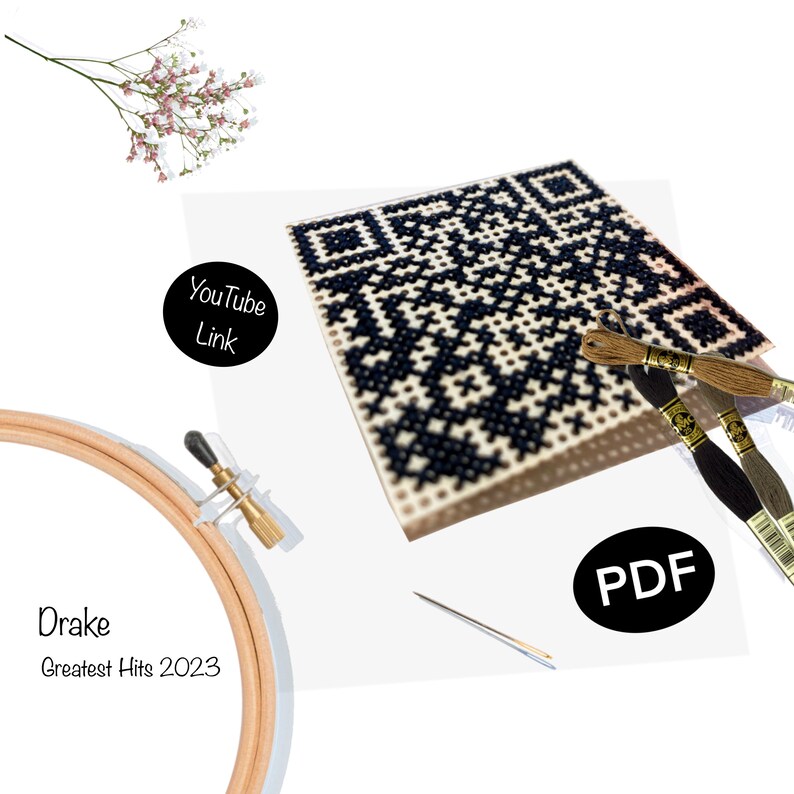 Drake Greatest Hits QR Code Cross Stitch Pattern (PDF) - Etsy