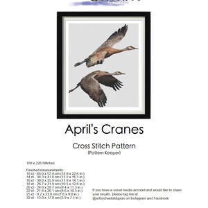 Cross Stitch Pattern PDF - Sandhill Cranes - Original Art - Printable ...