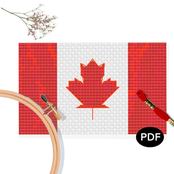 Cross Stitch Canada Flag - Etsy